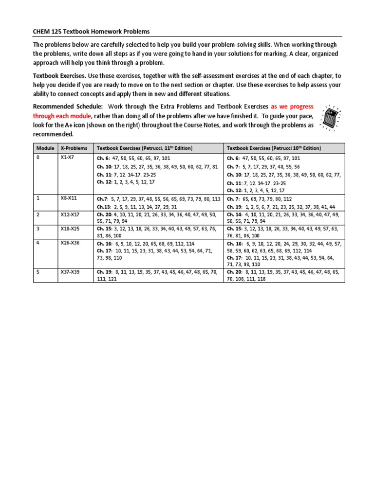 CHEM 125 Homework Problems Guide | PDF | Cognition | Learning