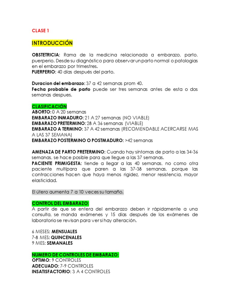 OBSTETRICIA TEORIA DR. MARENGO 2 Primer Parcial | PDF | Parto | El embarazo