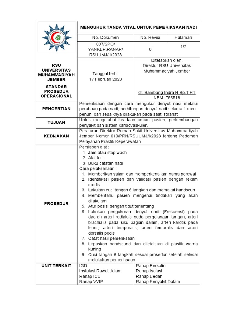 Sop Mengukur Nadi | PDF | Pengembangan Diri | Sains & Matematika