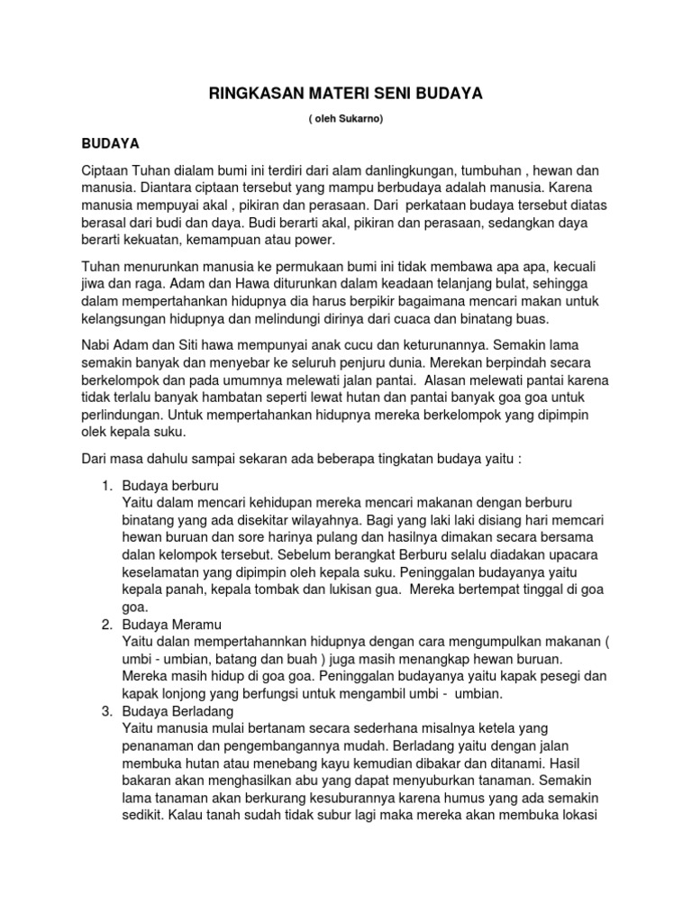Ringkasan Materi Seni Budaya | PDF