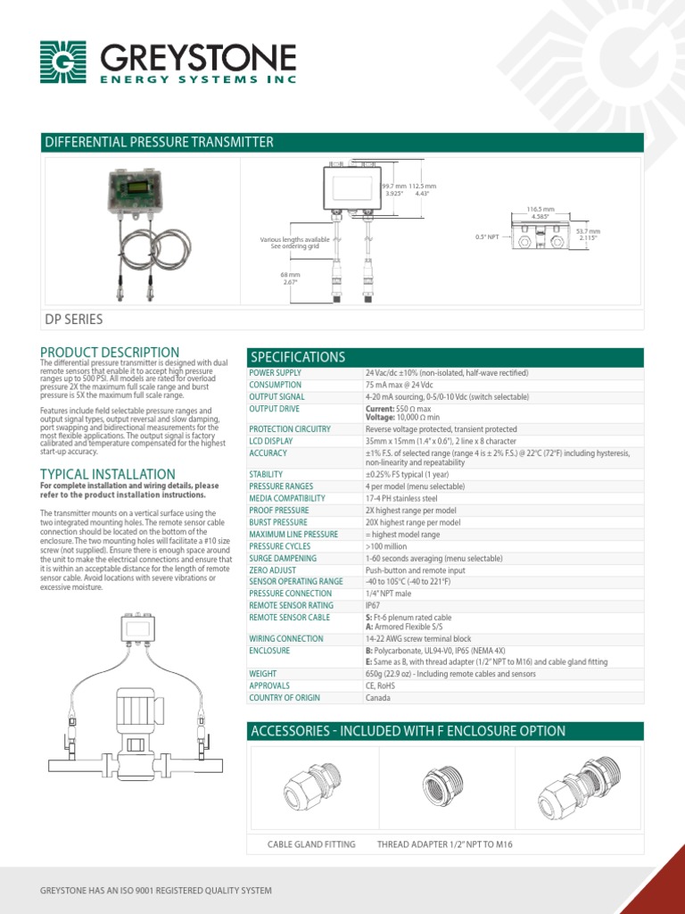 DPT Greystone | Download Free PDF | Pressure Measurement | Electrical ...