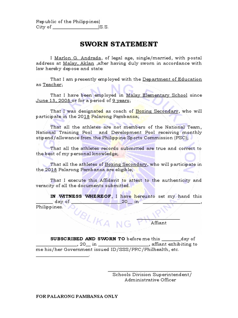 SWORN-STATEMENT-2017 | PDF