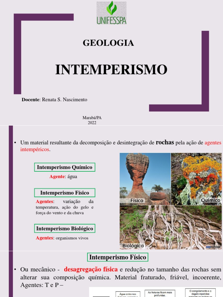 Aula 8-Intemperismo | PDF | Intemperismo | Erosão