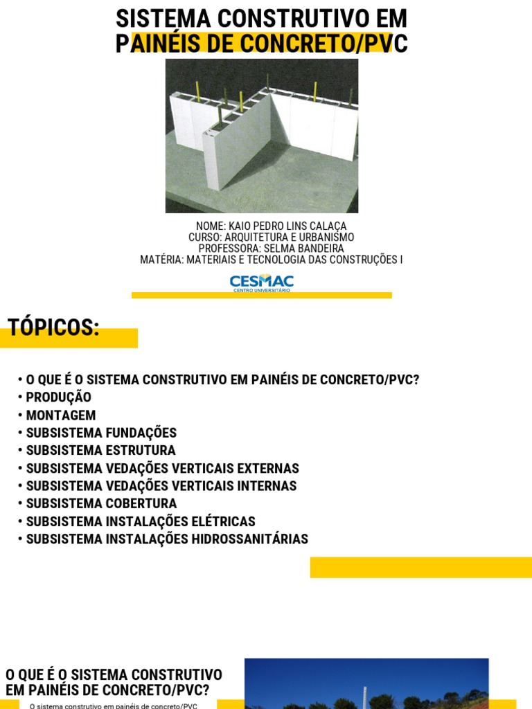 Sistema construtivo em painéis de concreto/PVC: características ...