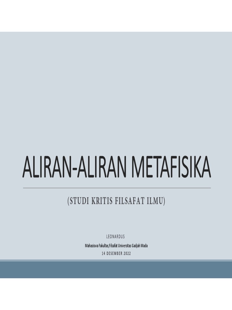 Aliran-Aliran Metafisika Leo | PDF