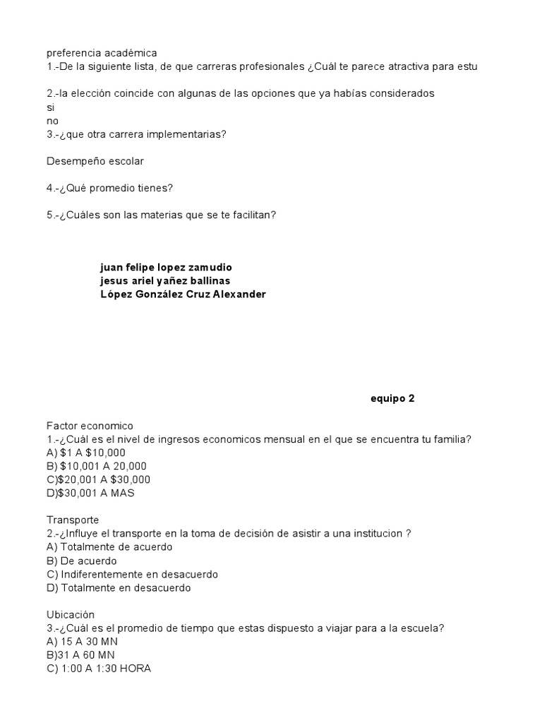 Preguntas para La Implementacion de Nueva Carrera | PDF