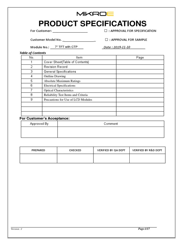 7 Tft Color Display With Capacitive Touch Screen Pdf Liquid Crystal Display Contrast Vision