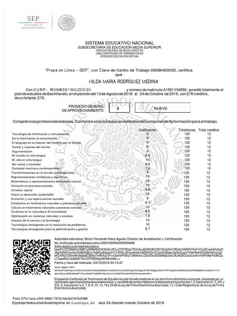 Certificado de Bachillerato | PDF | Plan de estudios