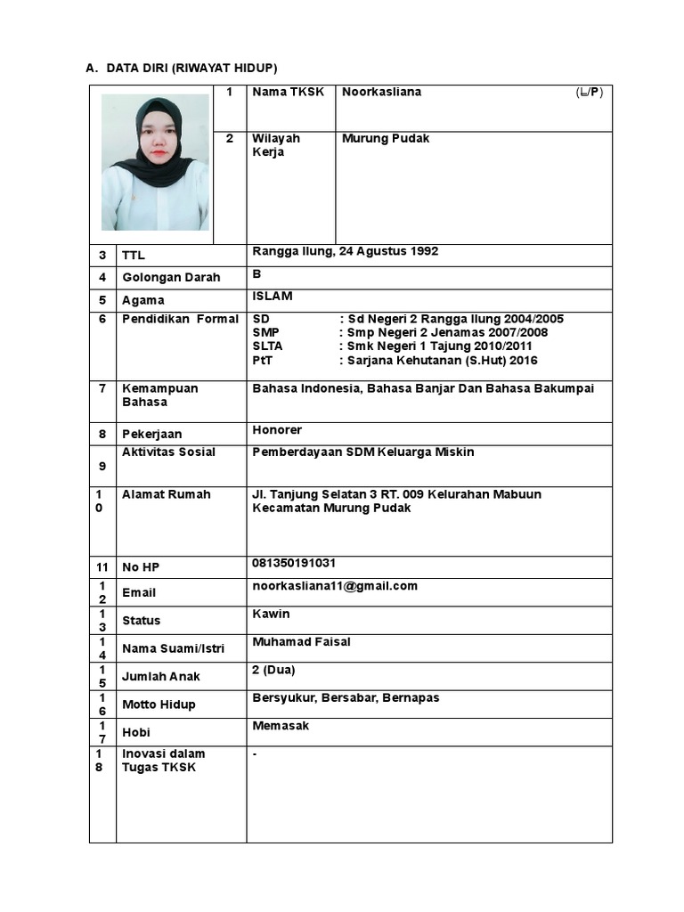 Data Diri Profil TKSK 2023 | PDF