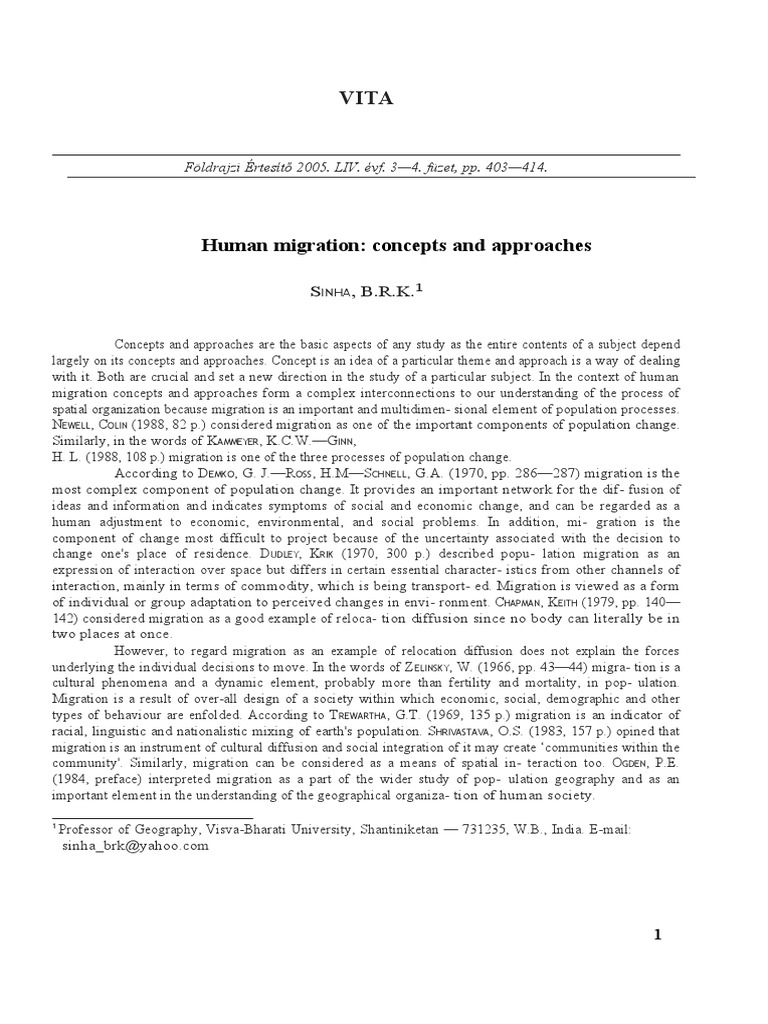 Distinguishing Migration from Cyclic Movement | PDF | Human Migration ...