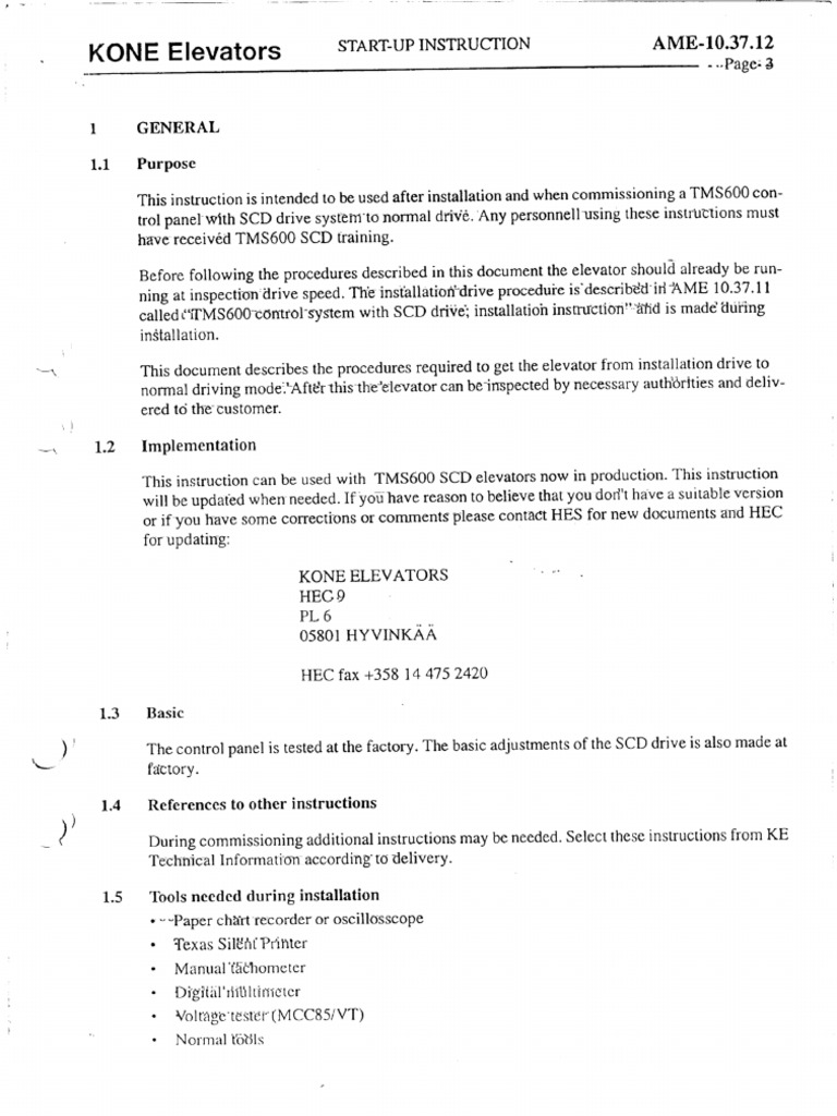 Kone Tms 600 Inglés | PDF