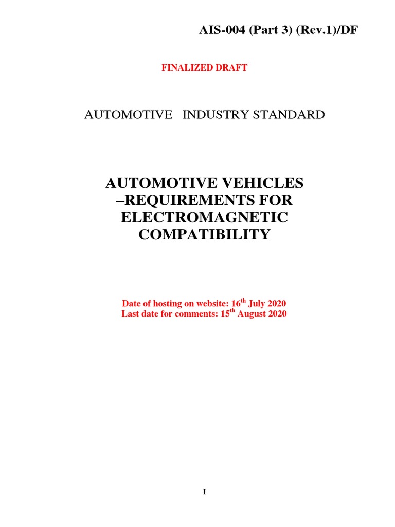 AIS-004 Part 3: EMC Requirements | PDF | Electromagnetic Compatibility ...