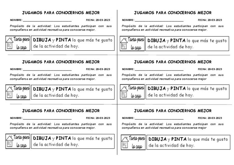 JUGAMOS PARA CONOCERNOS MEJOR Ficha | PDF