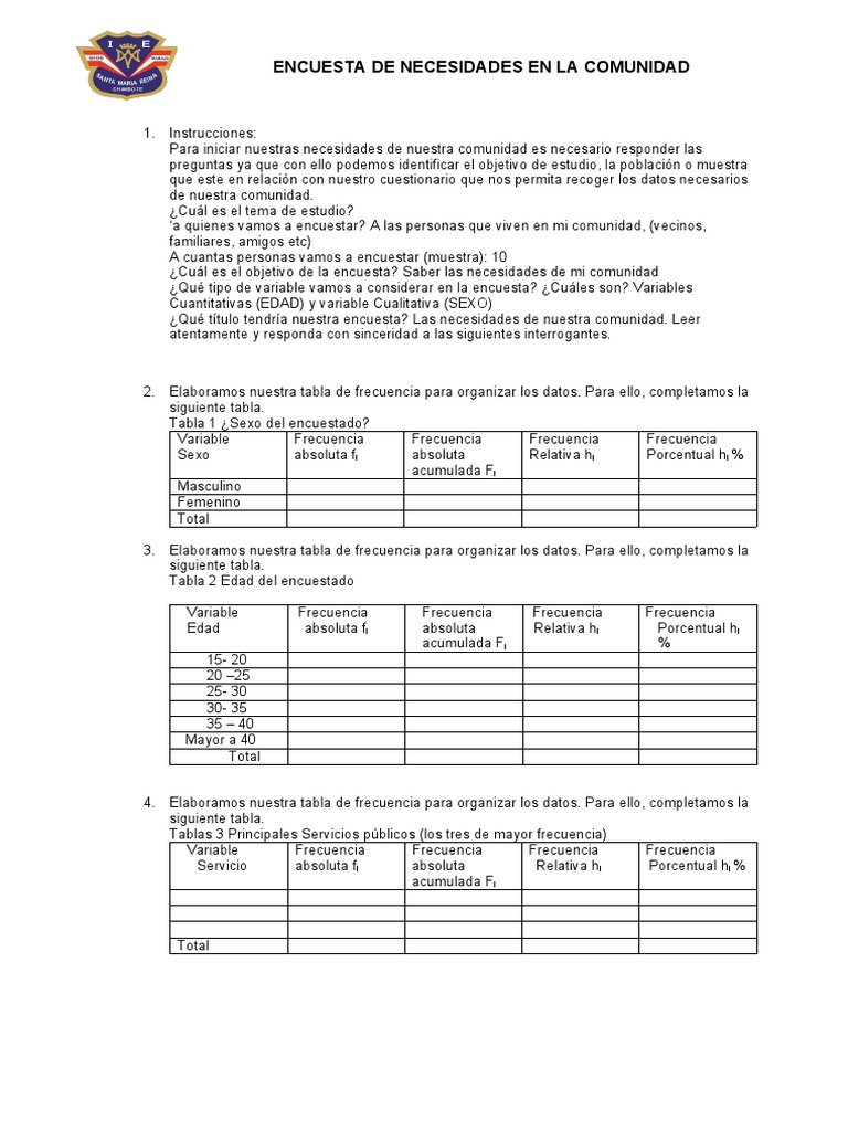 Encuesta Necesidades Comunidad | PDF | Metodología de encuesta