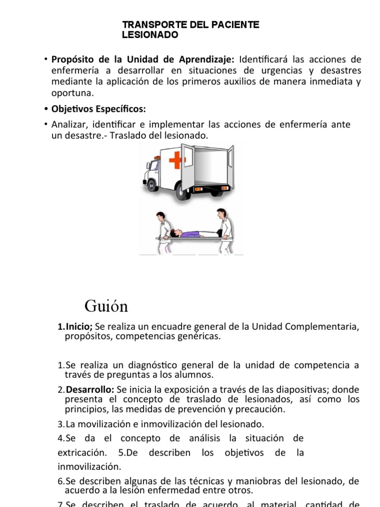 Inmovilización y traslado de lesionados | PDF | Primeros auxilios | Lesión