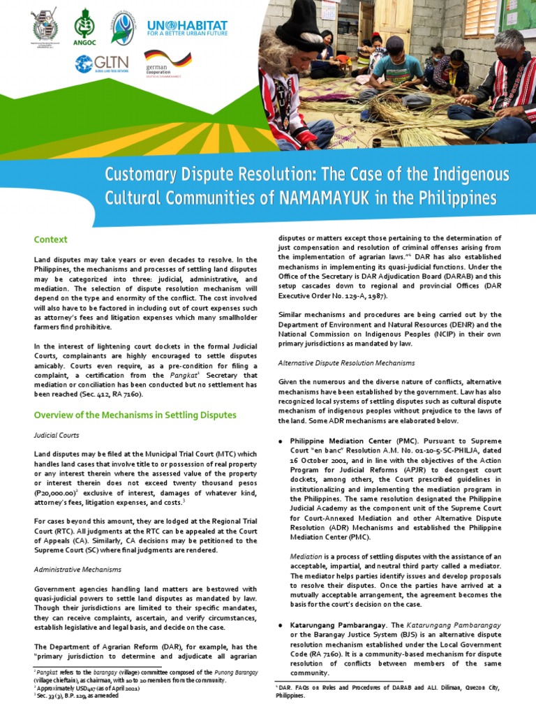 Customary Dispute Resolution: The Case of The Indigenous Cultural ...