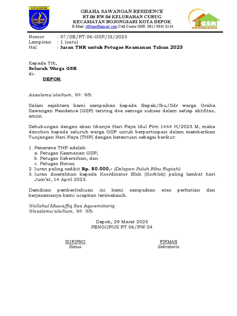 Nomor 2 Surat Edaran THR 2023 | PDF