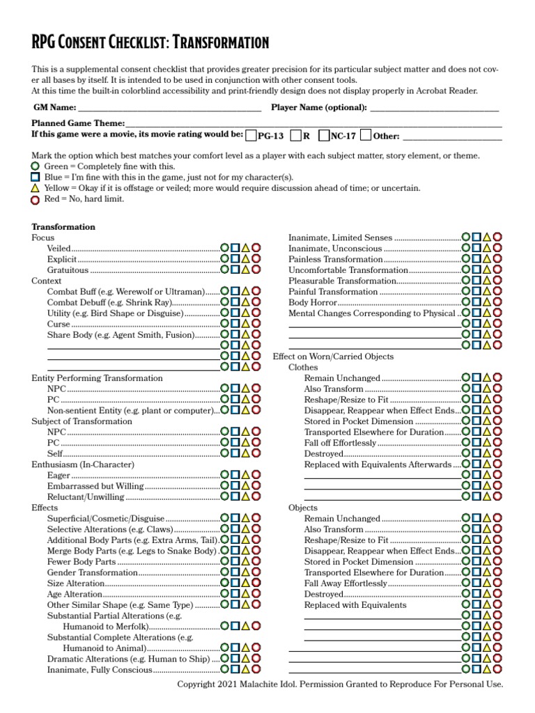 RPG Consent Checklist TF | PDF
