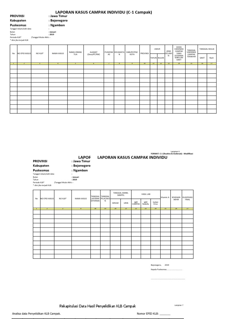 Laporan Format Surv Campak C1 | PDF