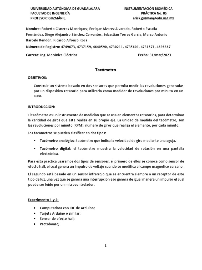 Tacómetro | PDF | Arduino | Ingenieria Eléctrica