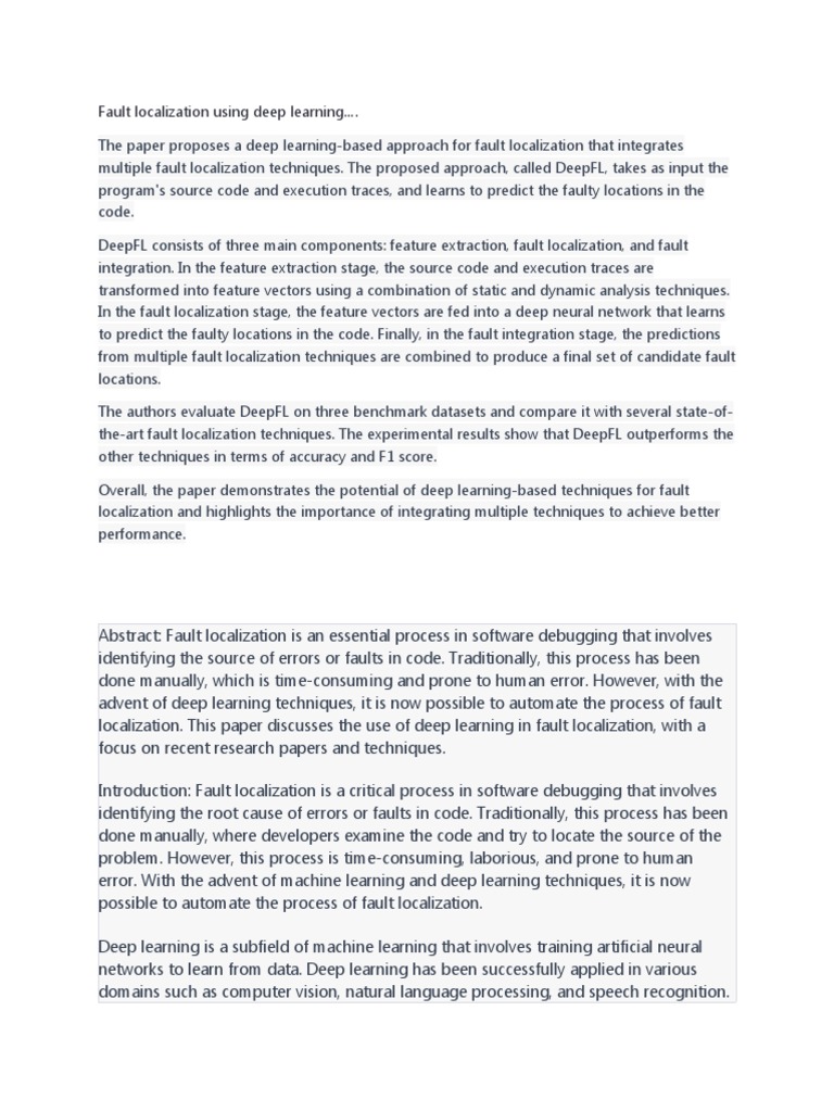Fault Localization Download Free Pdf Deep Learning Machine Learning