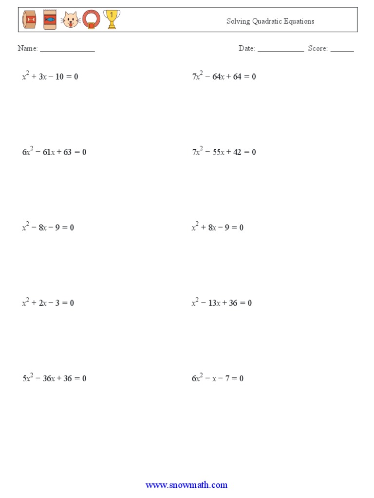 Solving Quadratic Equations 2QA | PDF