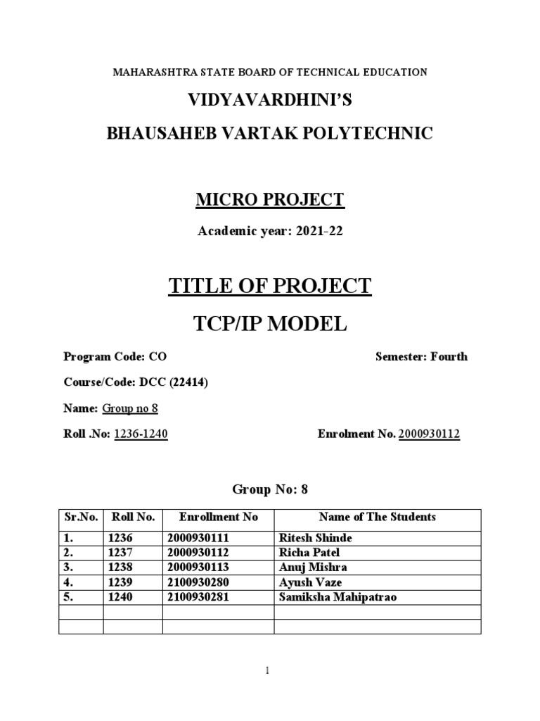 1167 - DCC MicroProject (1) - 1 | PDF | Internet Protocol Suite | Internet Protocols