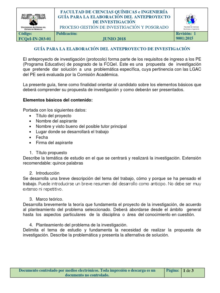 Guia para La Elaboracion Del Anteproyecto de Investigacion | PDF ...