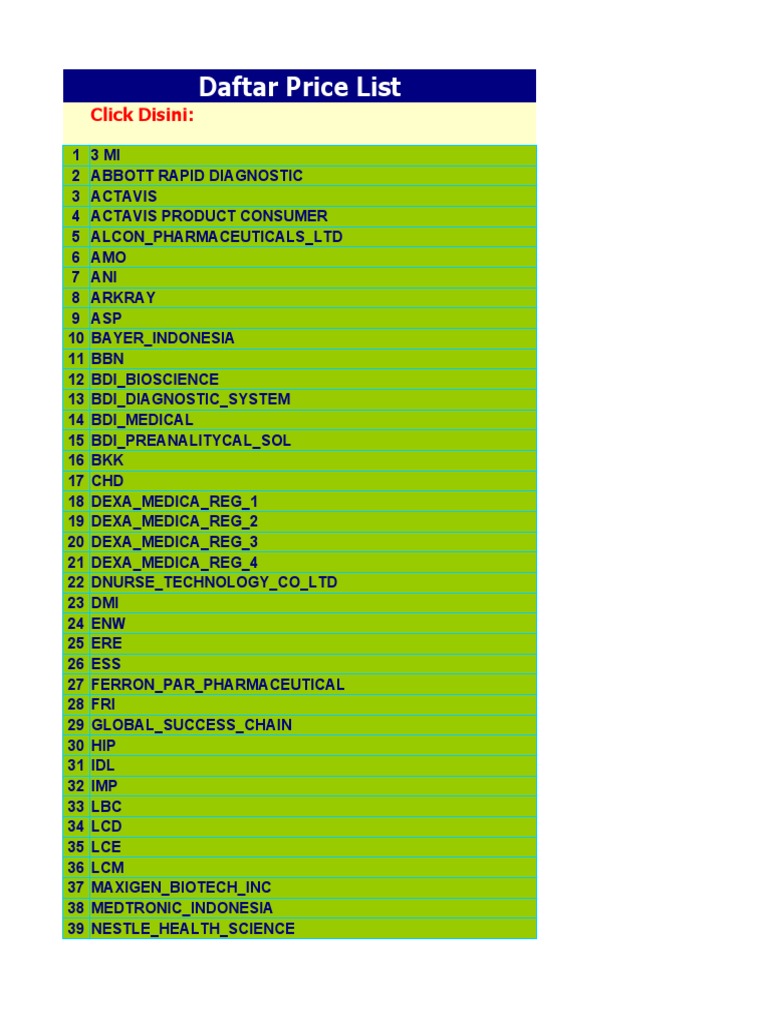 Daftar Price List: Click Disini | PDF