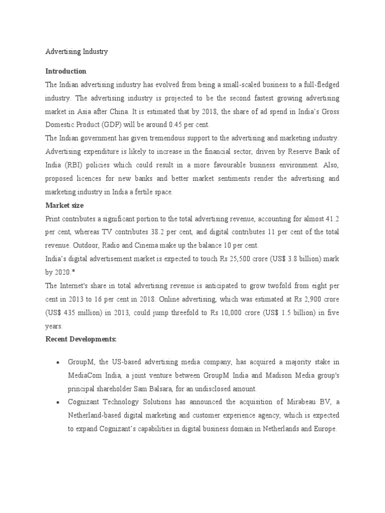 Advertising Industry | PDF | Advertising | Marketing