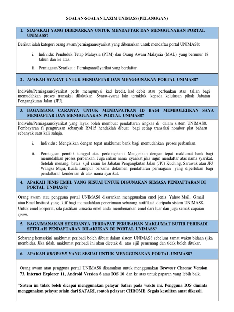 Faq Unimas8 | PDF