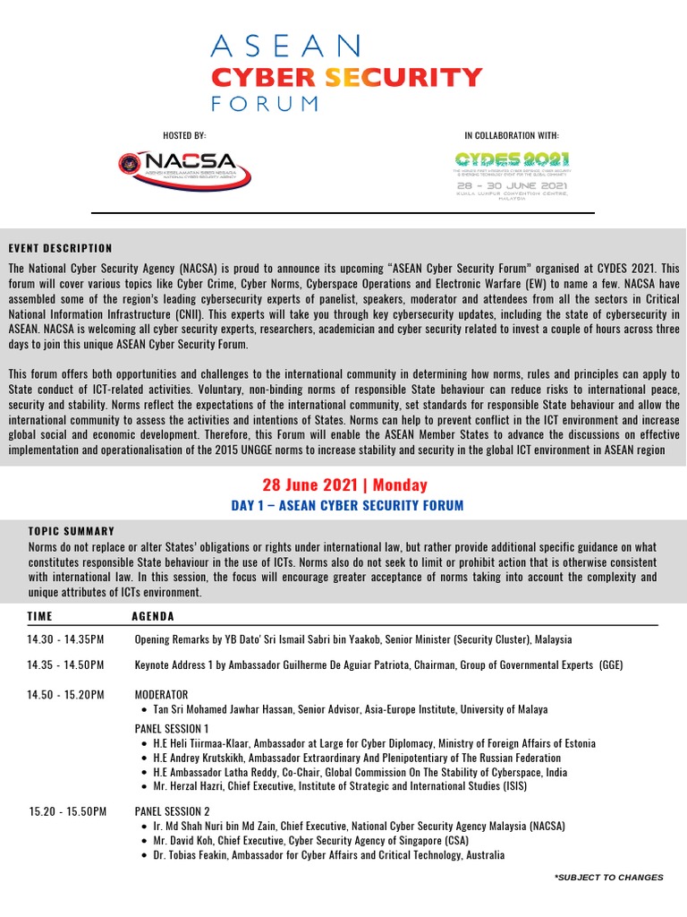 ASEAN Cyber Security Forum v12 | PDF | Computer Security | Security