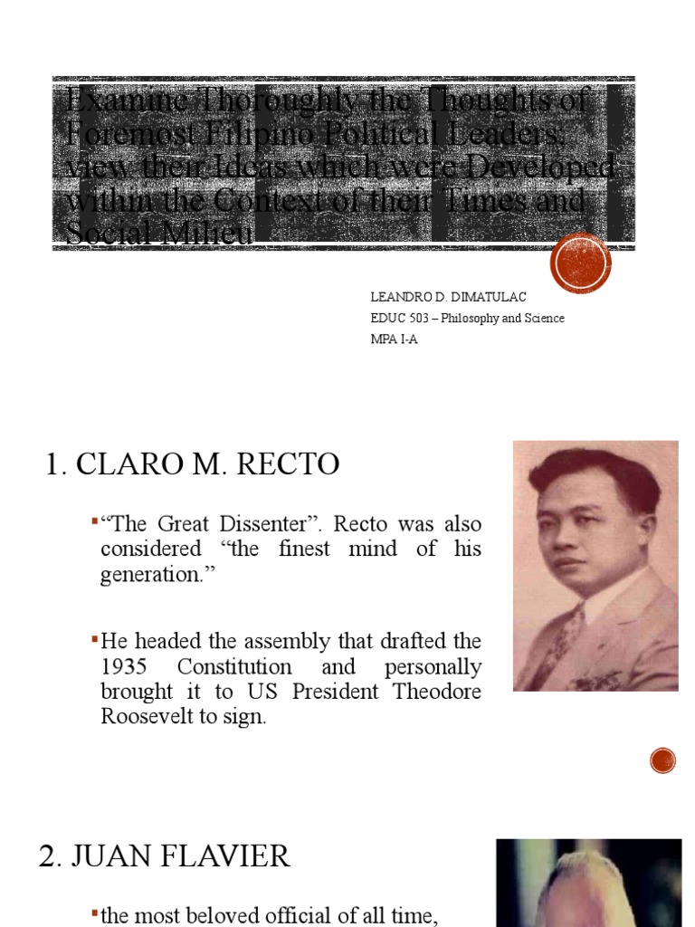 DIMATULAC - Week 5 - Examine Thoroughly The Thoughts of Foremost ...