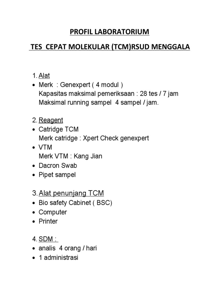 Profil Lab TES CEPAT MOLEKULAR | PDF