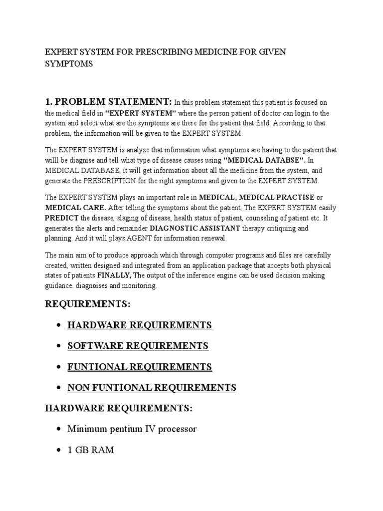 Expert System For Prescribing Medicine For Given Symptoms | PDF