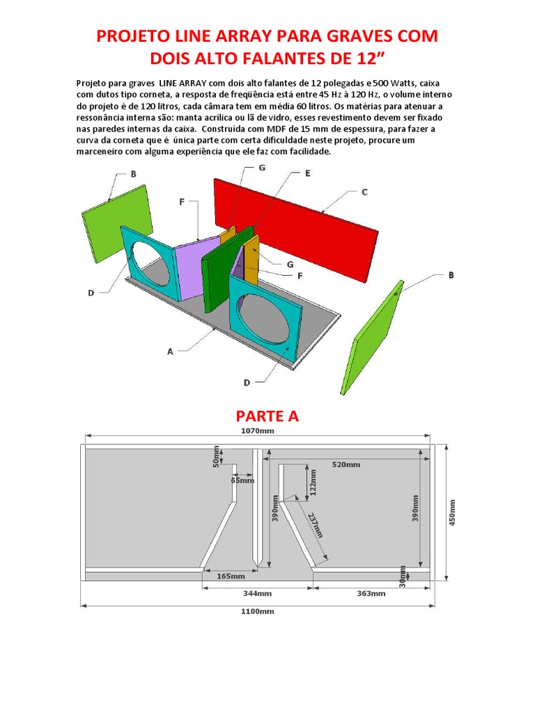 Projeto Line Array para Graves Com Dois Alto Falantes de 12 | PDF