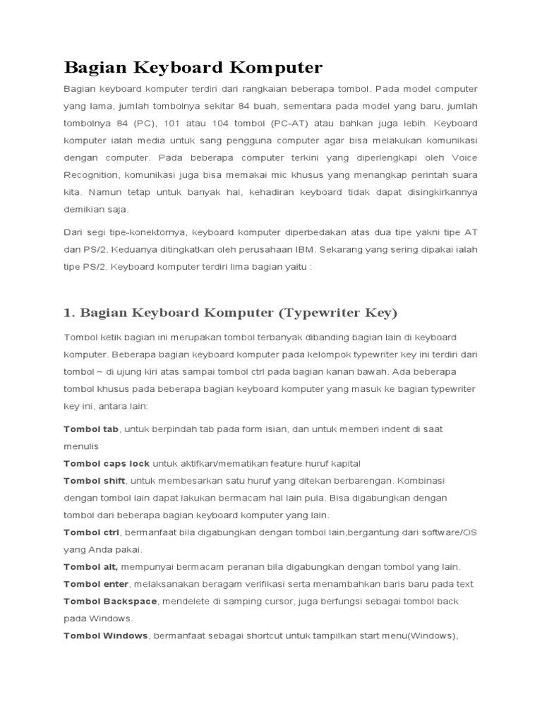Bagian Keyboard Komputer | PDF