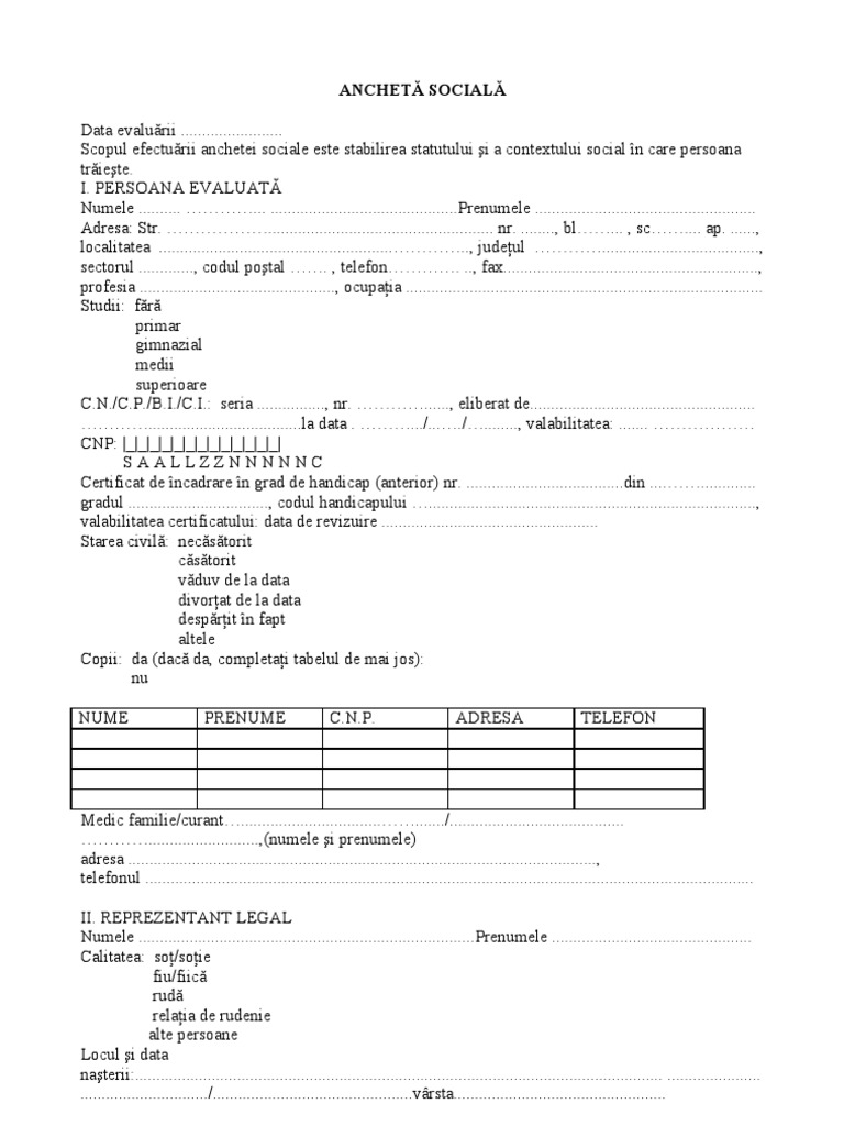 Model Ancheta Sociala | PDF