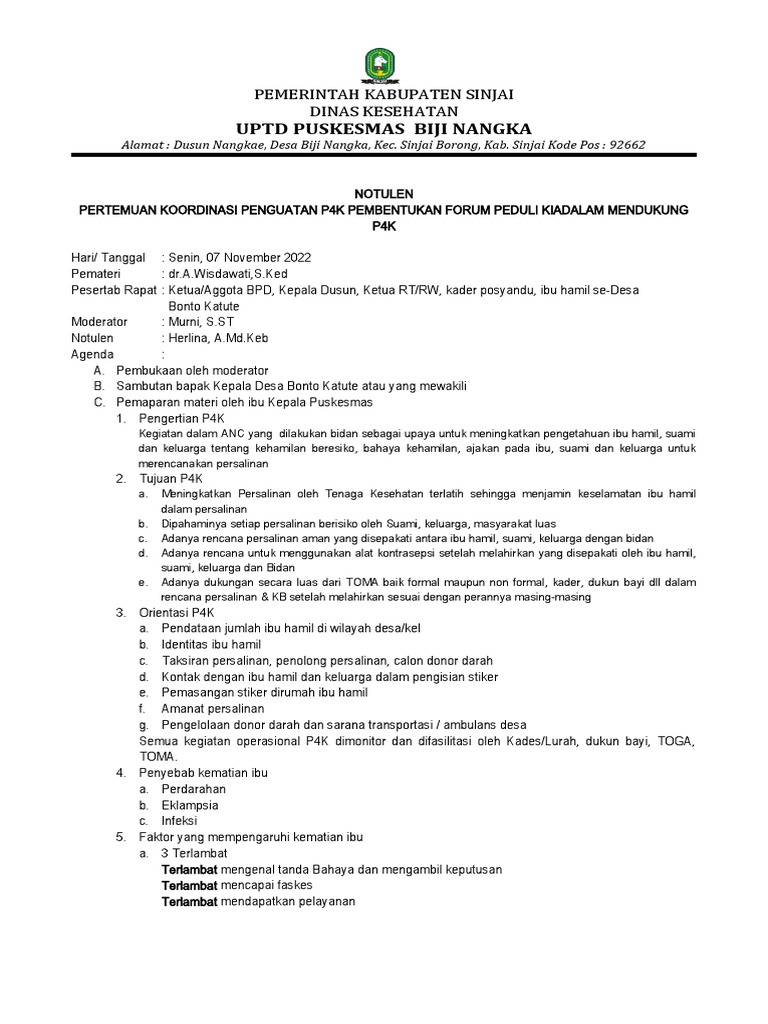 Notulen P4K Arb | PDF