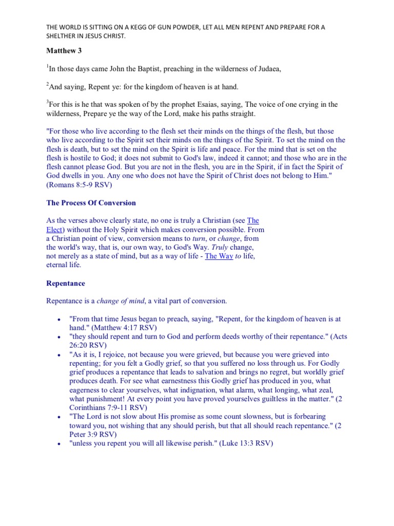 Repent and Prepare for Shelter in Jesus Christ: A Call to Conversion ...