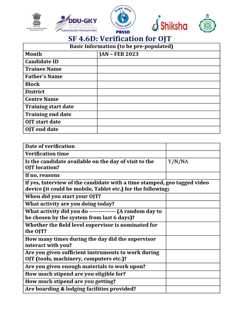 SF 4.6D Varification of OJT | PDF
