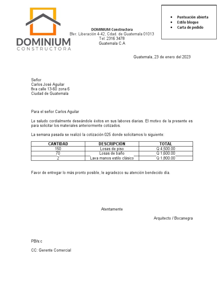 Cartas de Envio y Pedido | PDF