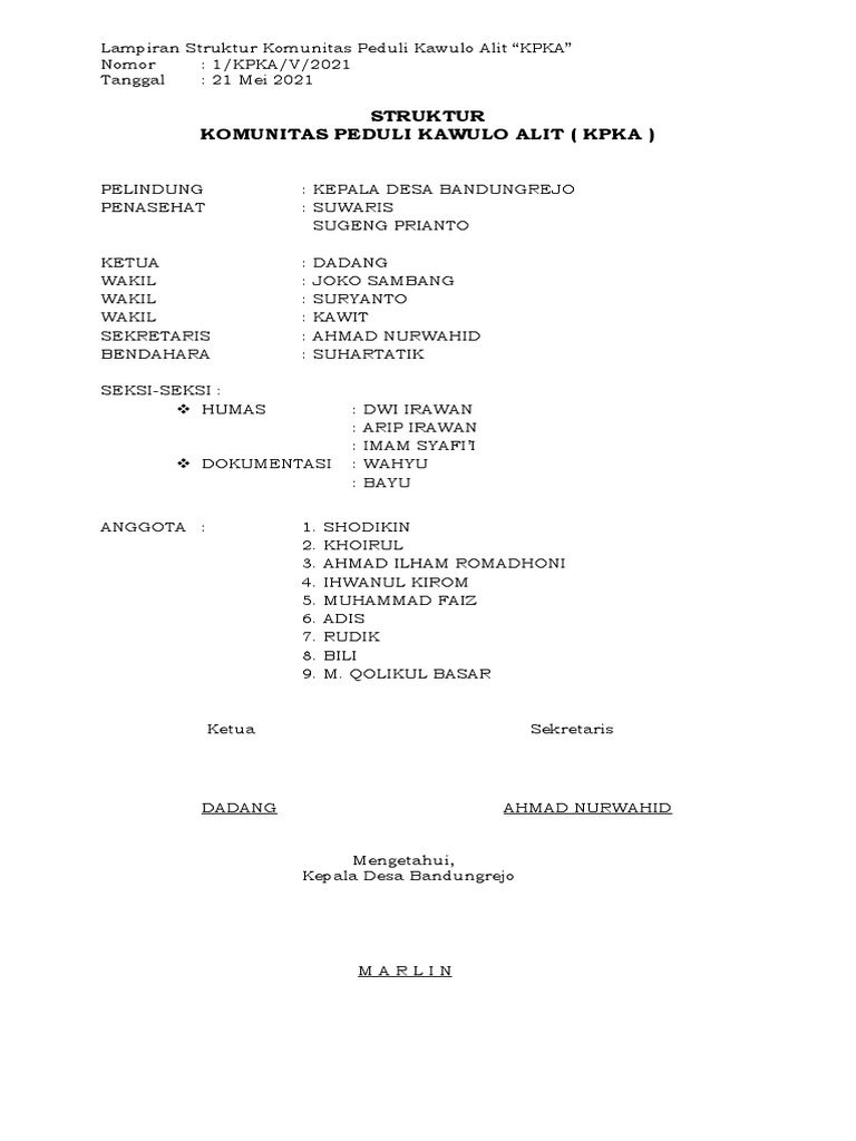 Struktur Organisasi Kawulo Alit | PDF
