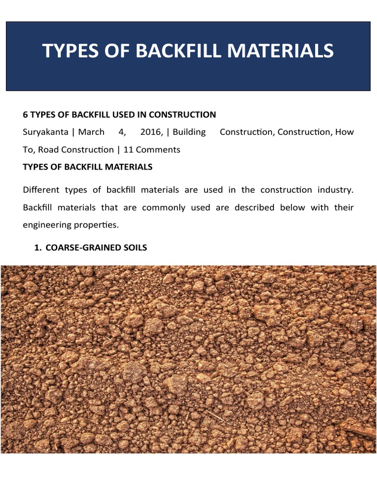 Types of Backfill Materials | PDF | Clay | Soil Mechanics