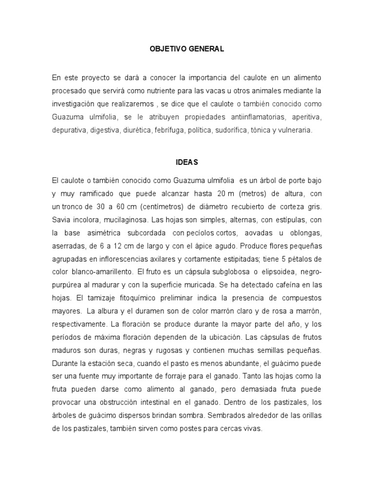 Importancia del caulote como nutriente para ganado | PDF | Botánica ...