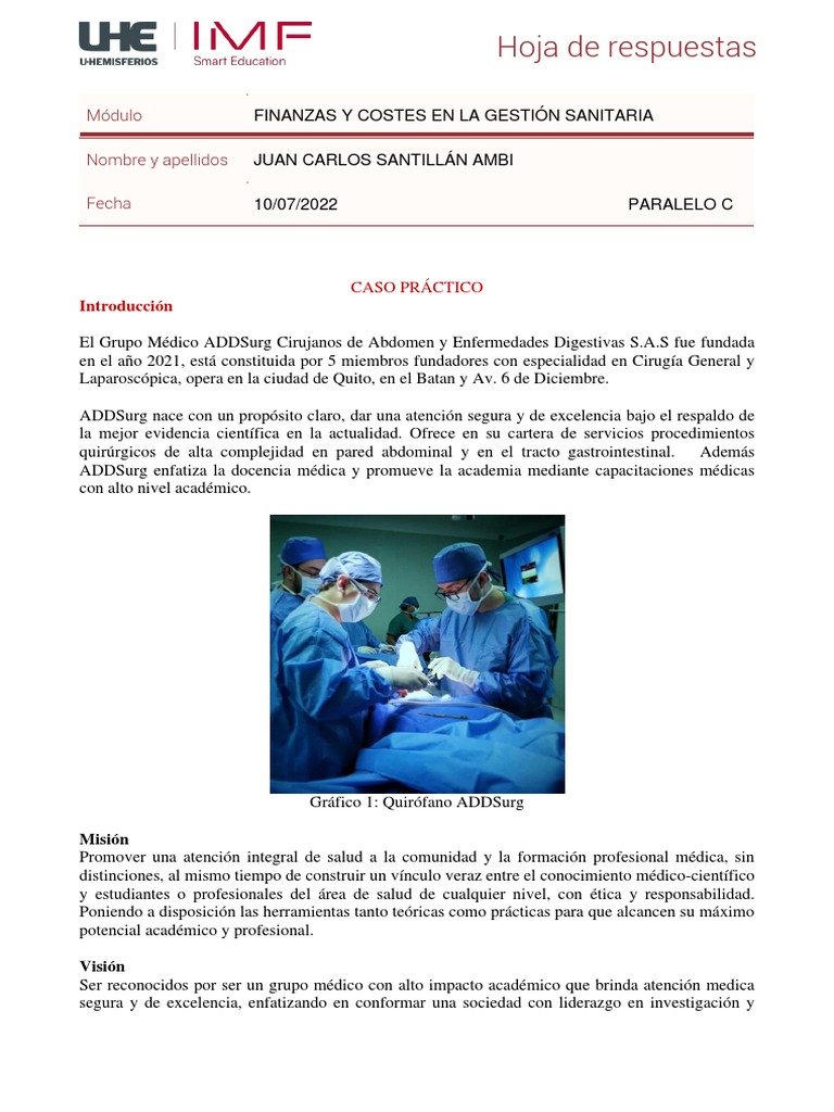 Juan Carlos Santillan - Caso Practico | PDF | Compartir (Finanzas) | Cirugía