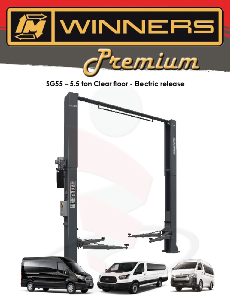 SG55U 5.5 Ton Clear Floor Electric Release Lift | PDF | Elevator | Vehicles