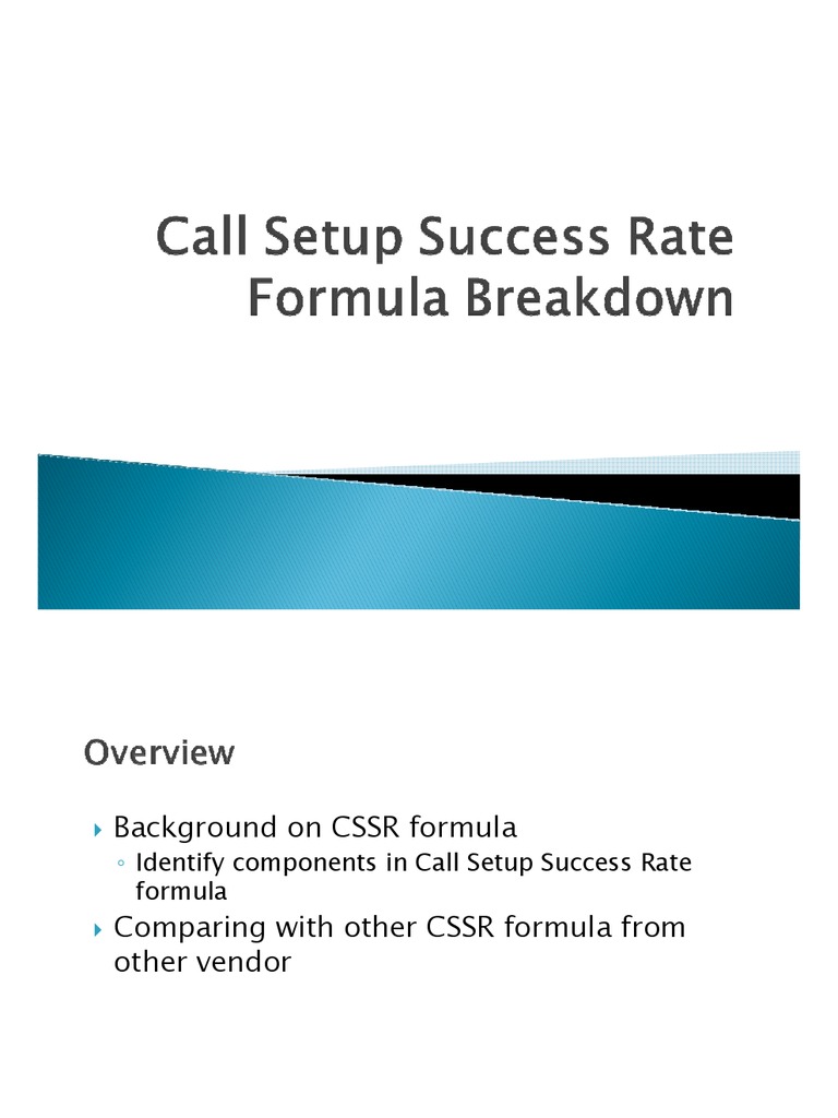 Call Setup Success Rate Formula Breakdown | PDF | Wireless | Mobile ...