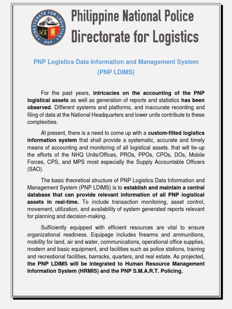 PNP LDIMS: Enhancing Logistics Management | PDF | Social Science ...