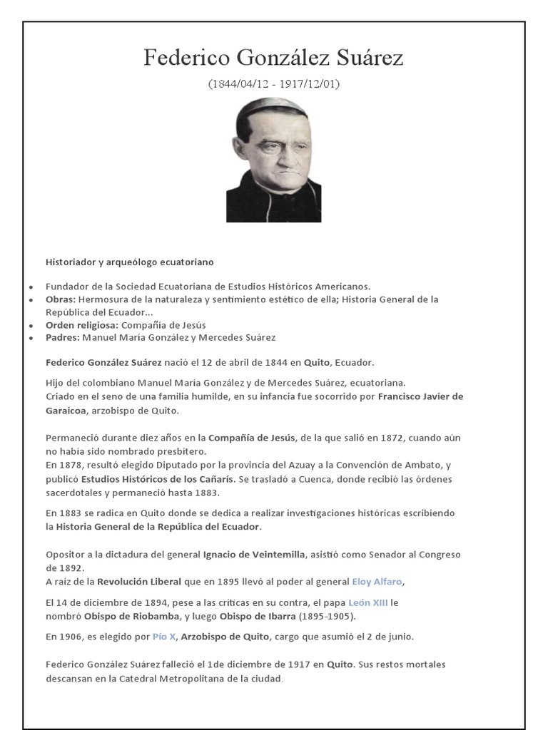 Biografía de Federico González Suárez | PDF